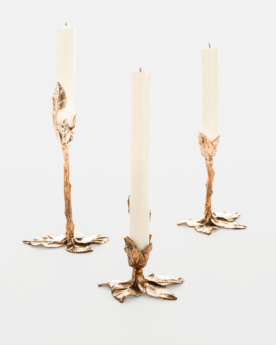 Set of 3 Foglie Bronze Candlesticks by Osanna Visconti – Cabana Magazine