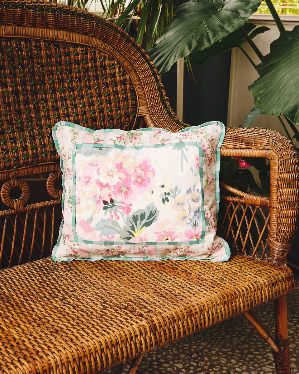 Vintage Floral Cushion in Turquoise and Pink – Cabana Magazine