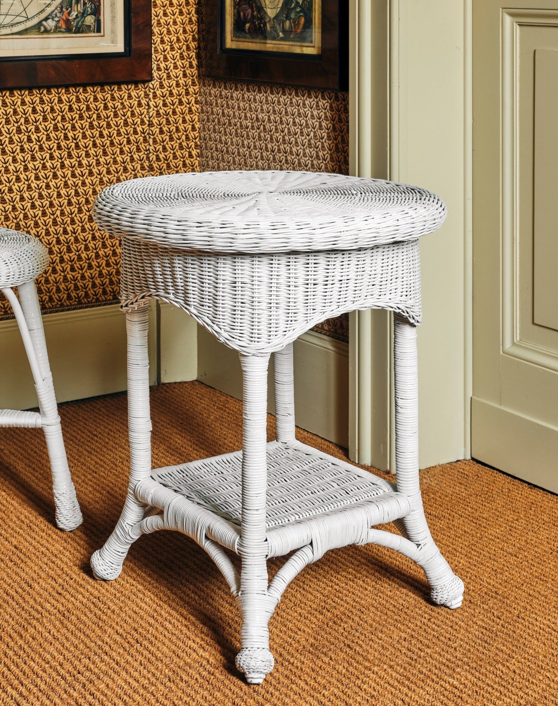 Small White Wicker Table